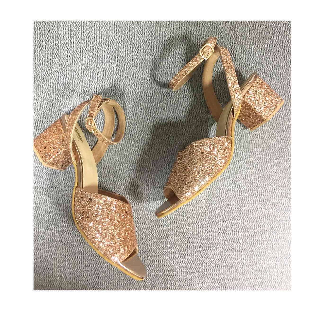 Rose gold shimmer mid heels – Shoe That Fits You