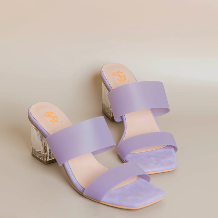 Lilac Transparent Block heels – Shoe That Fits You