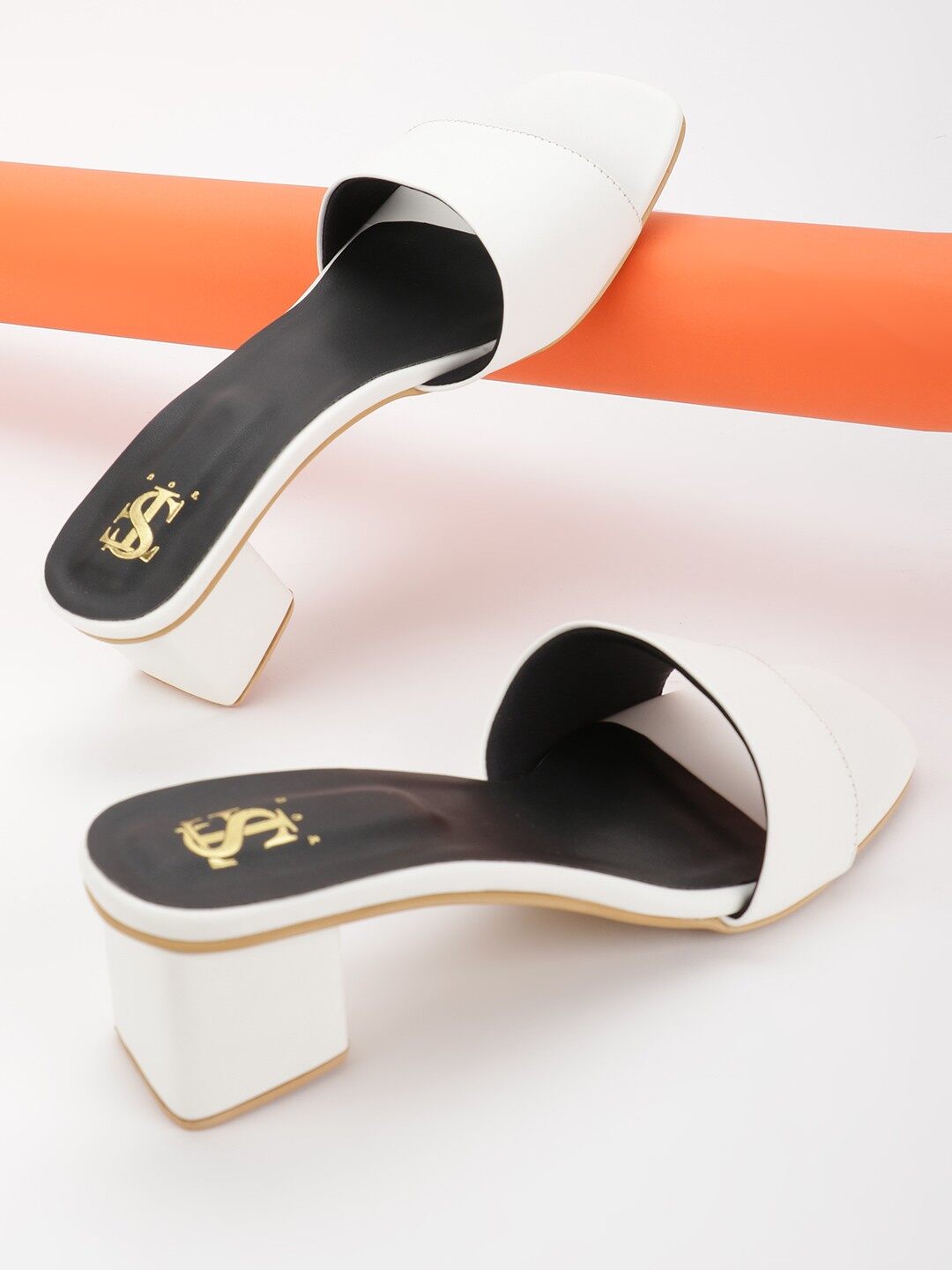 Asymetrical White mid block heels – Shoe That Fits You